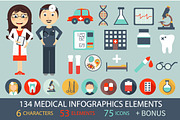 134 Medical infographic elements, a Healthcare Illustration by ...
