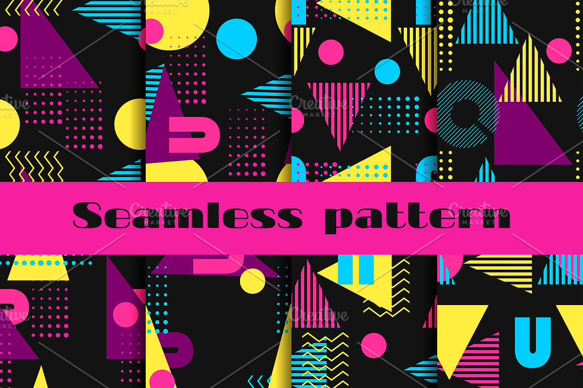 Memphis seamless pattern set, a Pattern Graphic by Andy Vinnikov