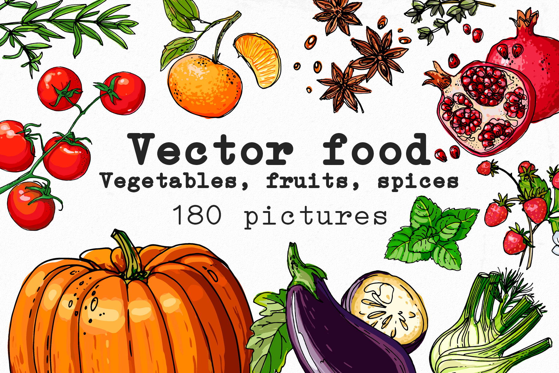 Big set vector color food, a Food Illustration by irina.vaneeva