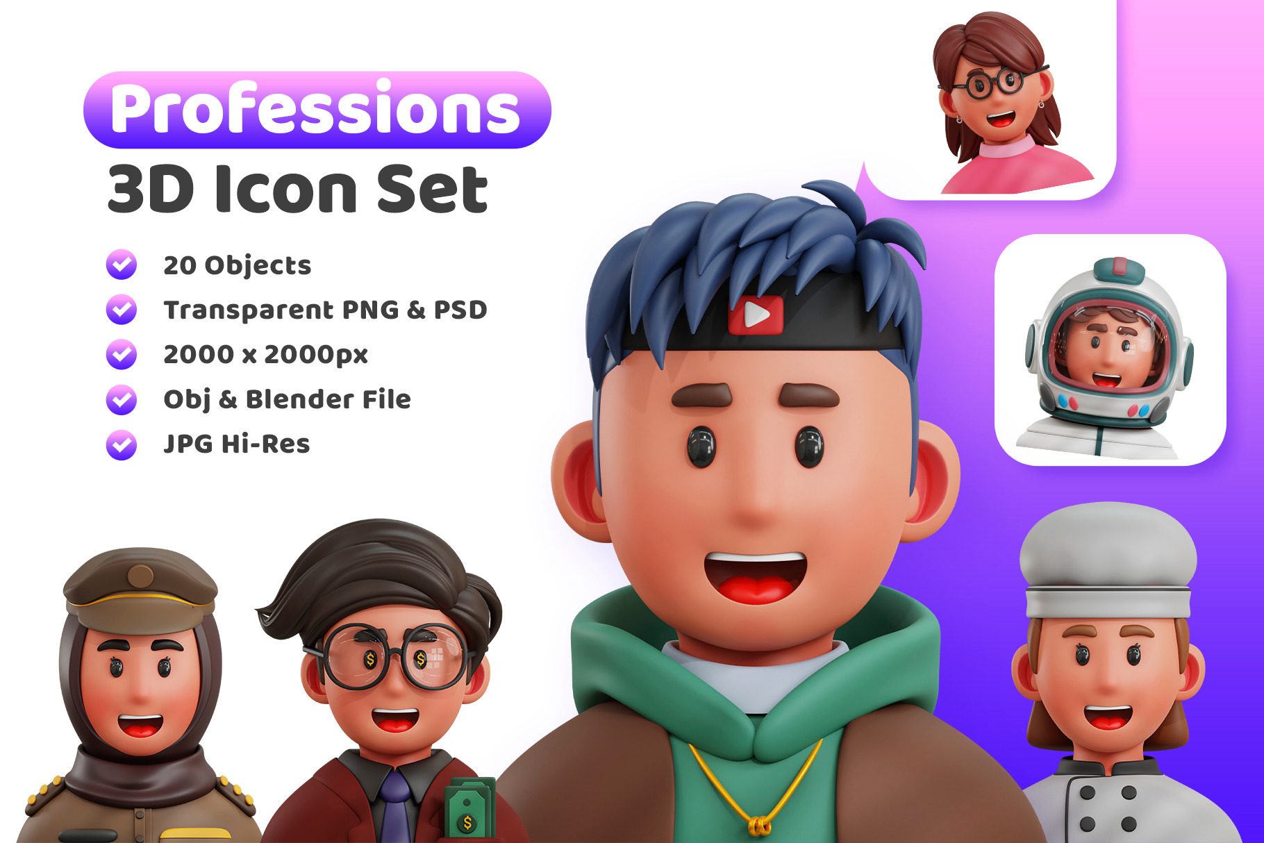 3D Avatar Professions-Monsters Visual | Creative Market