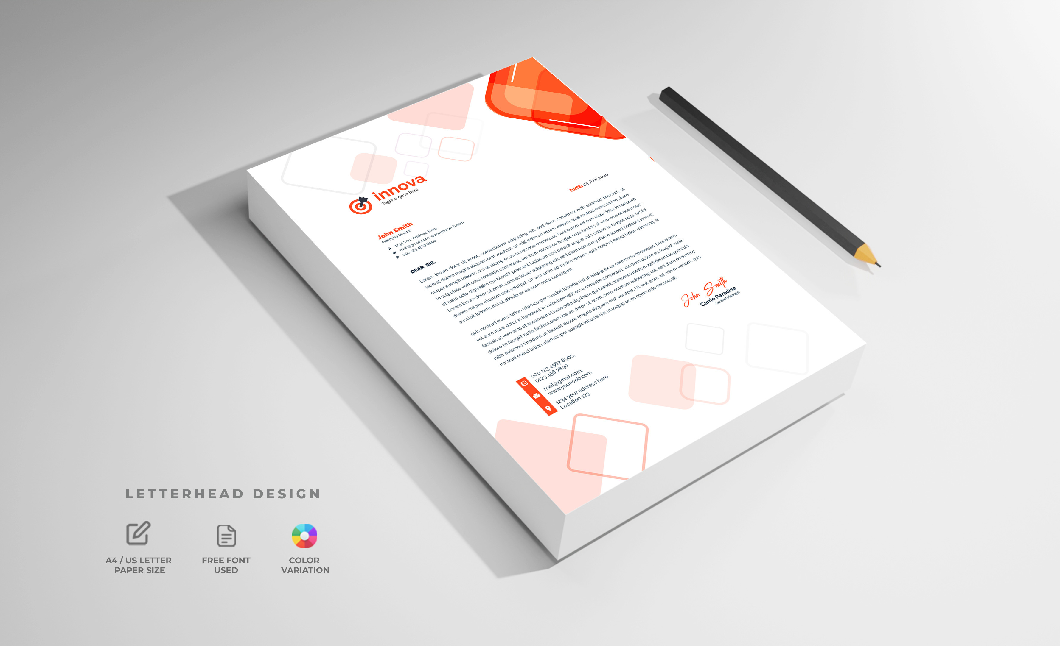 Abstract Letterhead design, a Stationery Template by mdmijanur0187