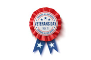 Veterans Day badge. Realistic, patriotic award ribbon., an Object ...