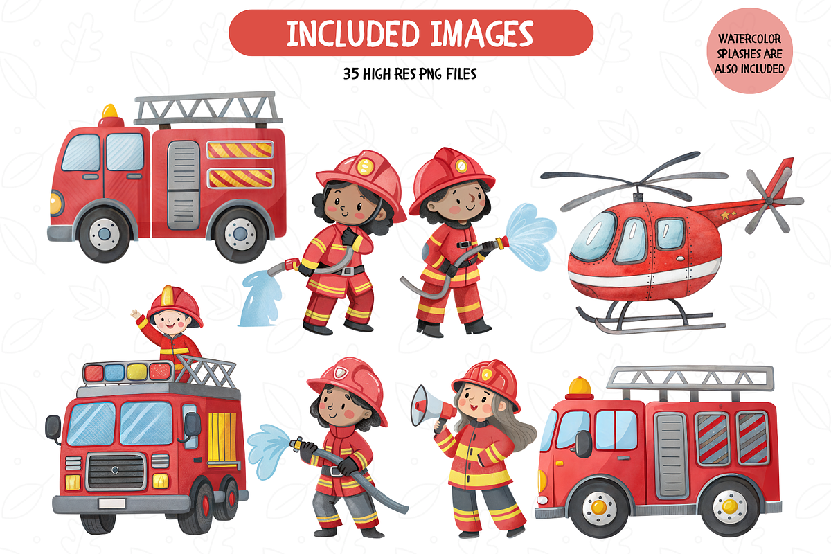 Watercolor Firefighter Clipart, an Illustration by TatiMockup