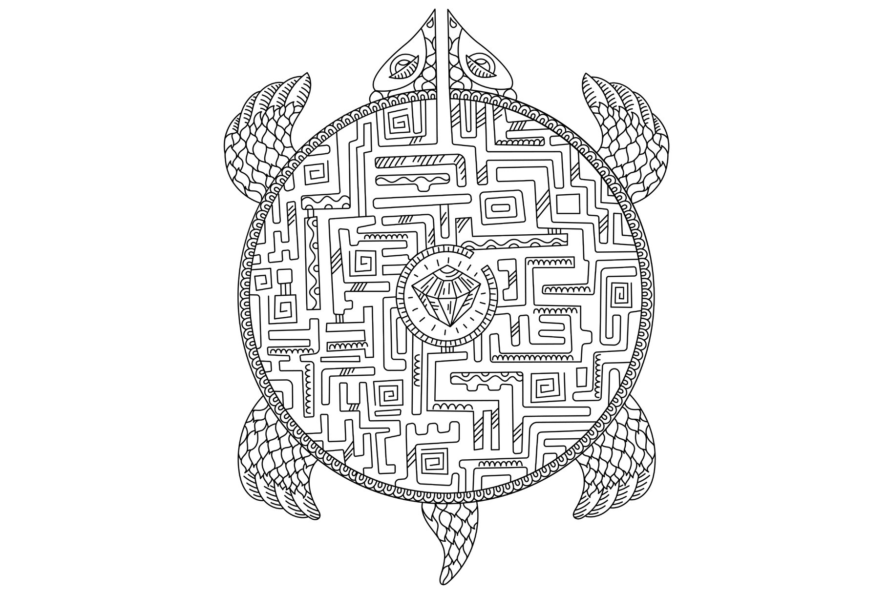 Turtle maze game. Animal puzzle | Animal Illustrations ~ Creative Market