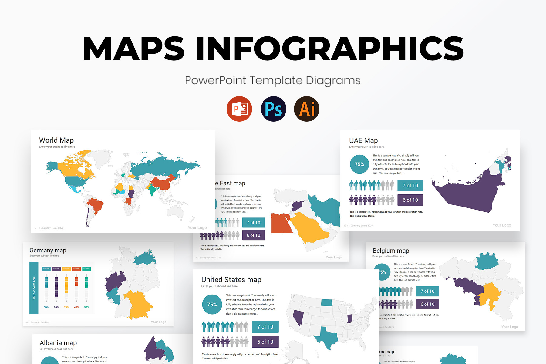 Maps PowerPoint infographics, a Presentation Template by SlideOne ...