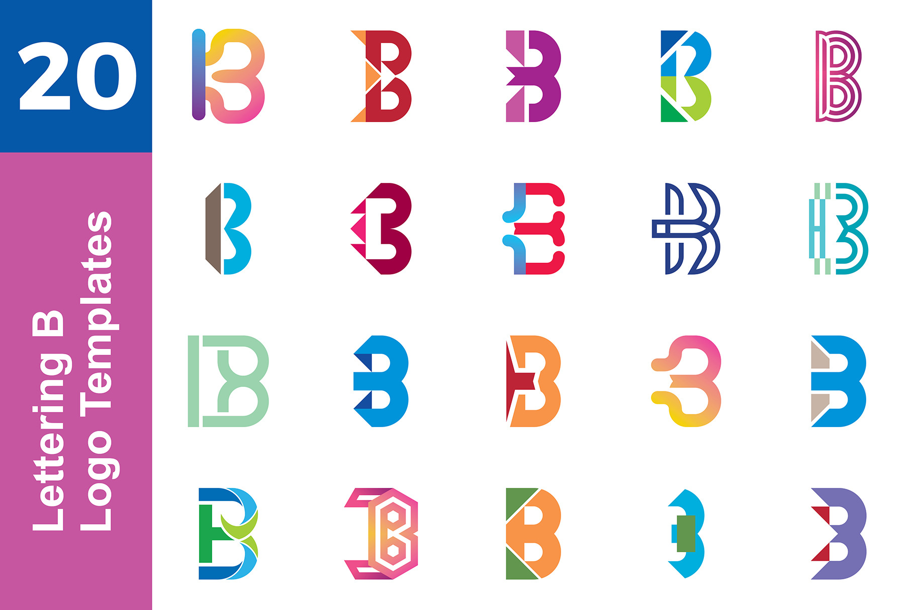 20 Logo Lettering B Template Bundle, a Branding & Logo Template by ...