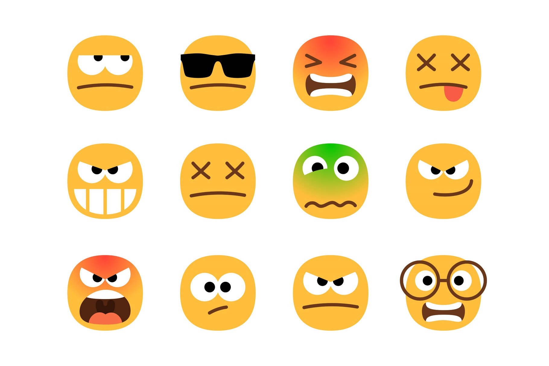 Anger emoticons. Angry emoji set, an Illustration by Stock-Smart-Start