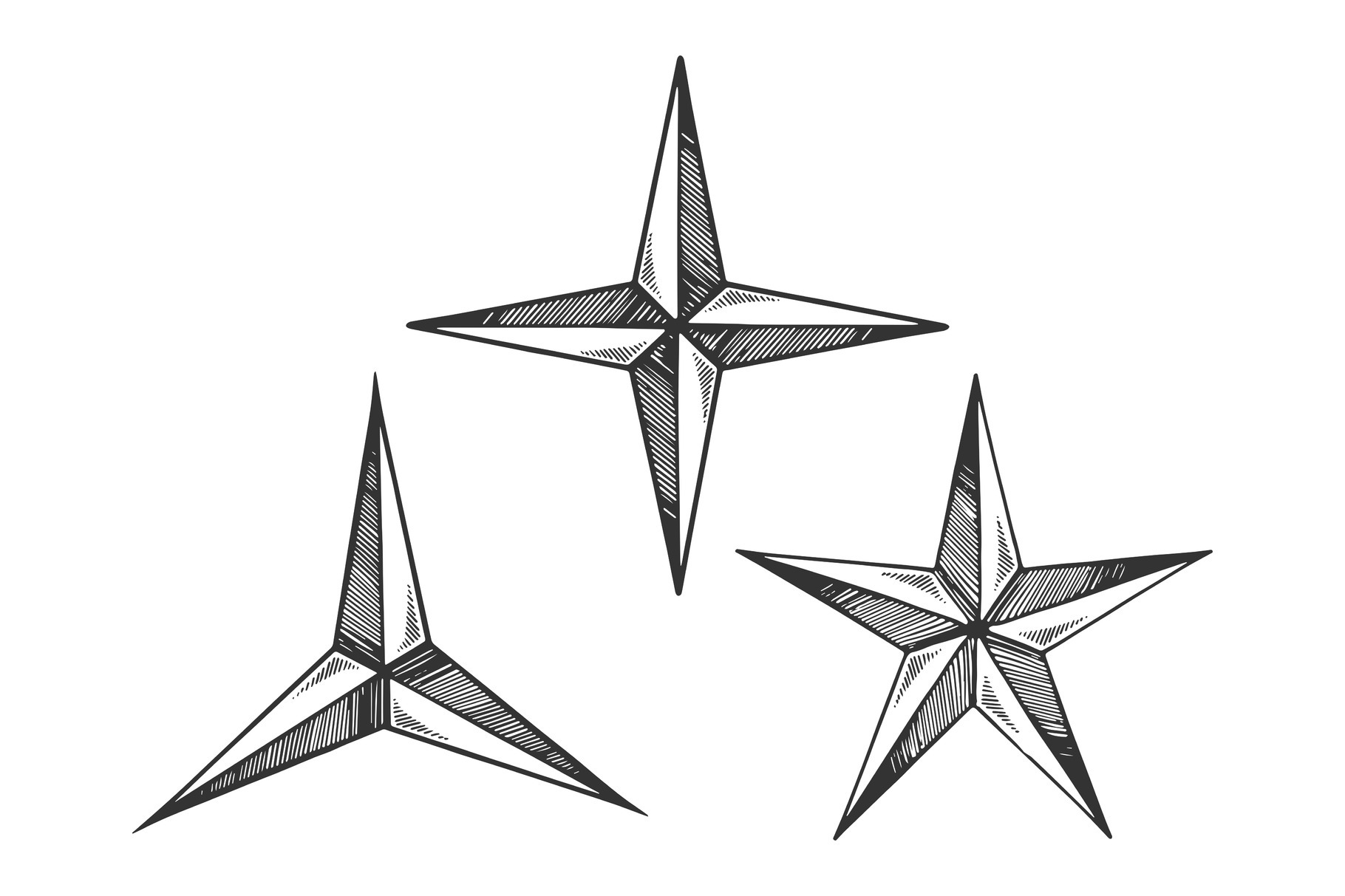 Star shapes engraving vector, an Object Illustration by AlexArt