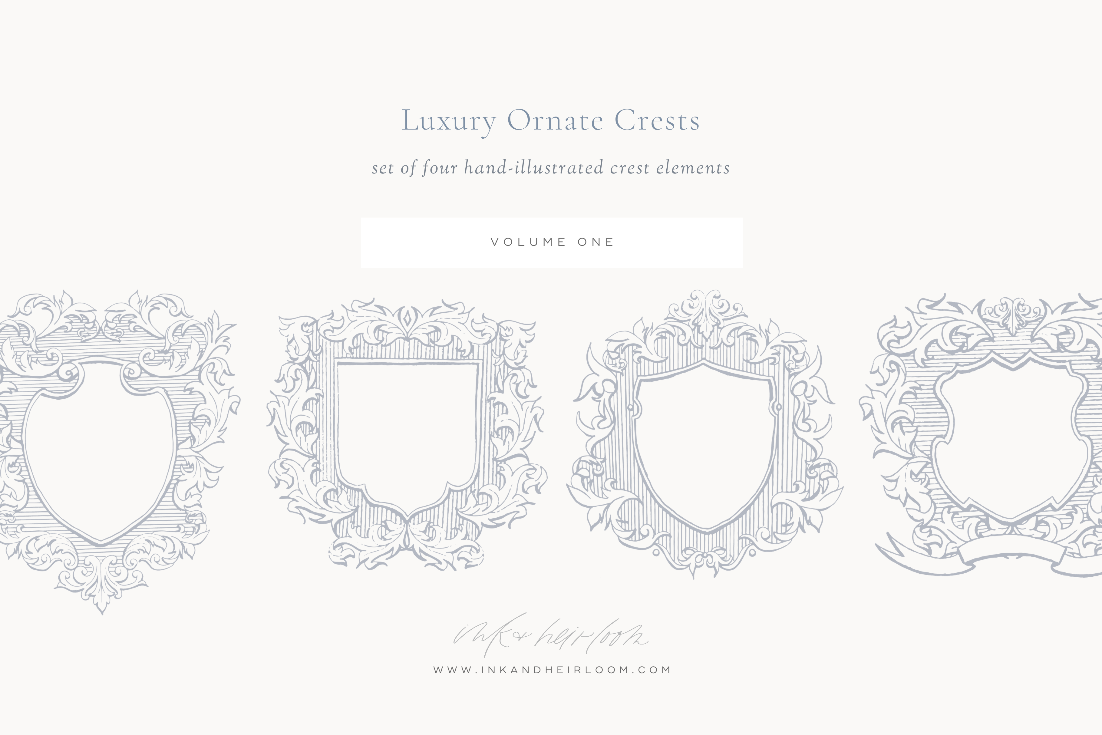 Luxury Hand Drawn Wedding Crest Set, an Illustration by Loren Schmidt ...