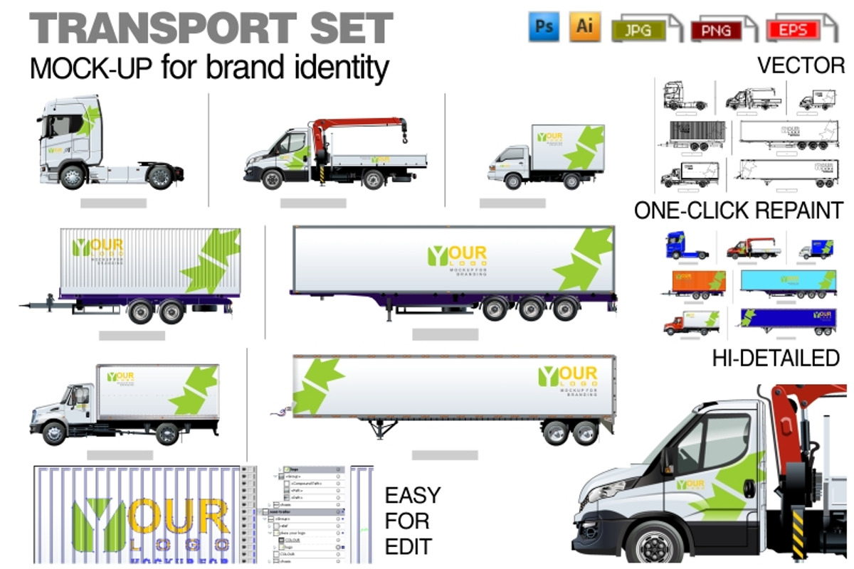Transport template for branding, a Product Mockup by Mechanik
