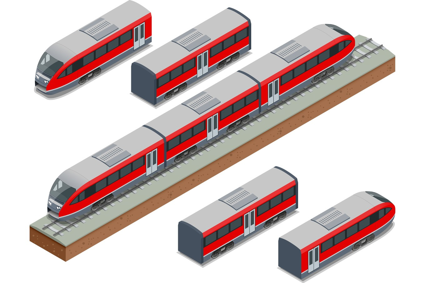 Isometric train tracks and modern high speed train Vector isometric ...