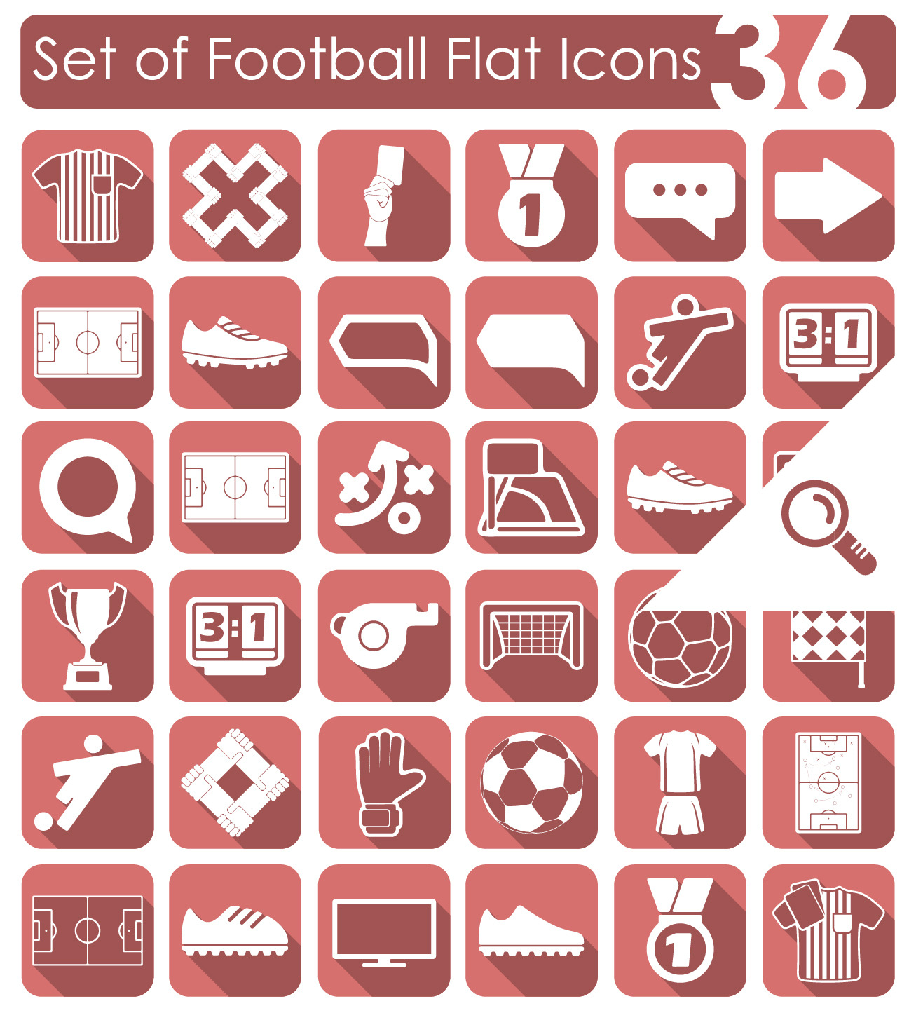 36 FOOTBALL flat icons, an Icon by Palau