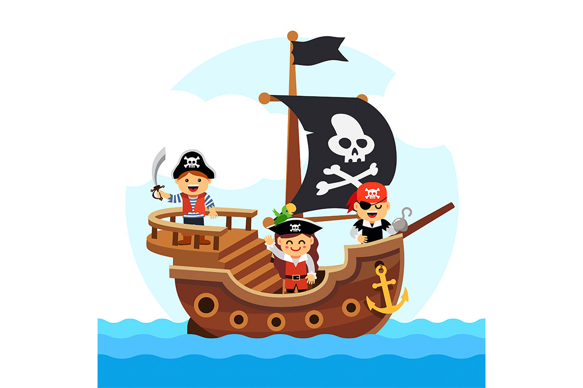 Kids pirate ship | People Illustrations ~ Creative Market