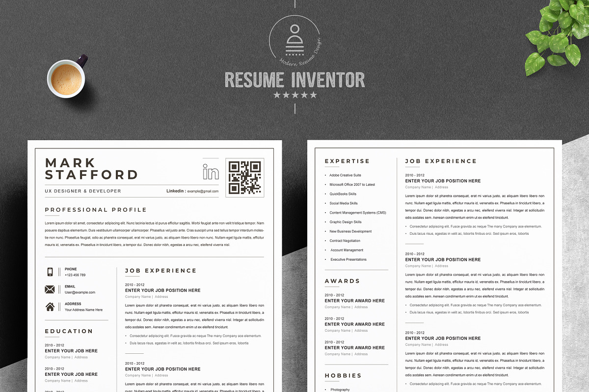 CV Template with MS Word Resume, a Resume Template by ResumeInventor