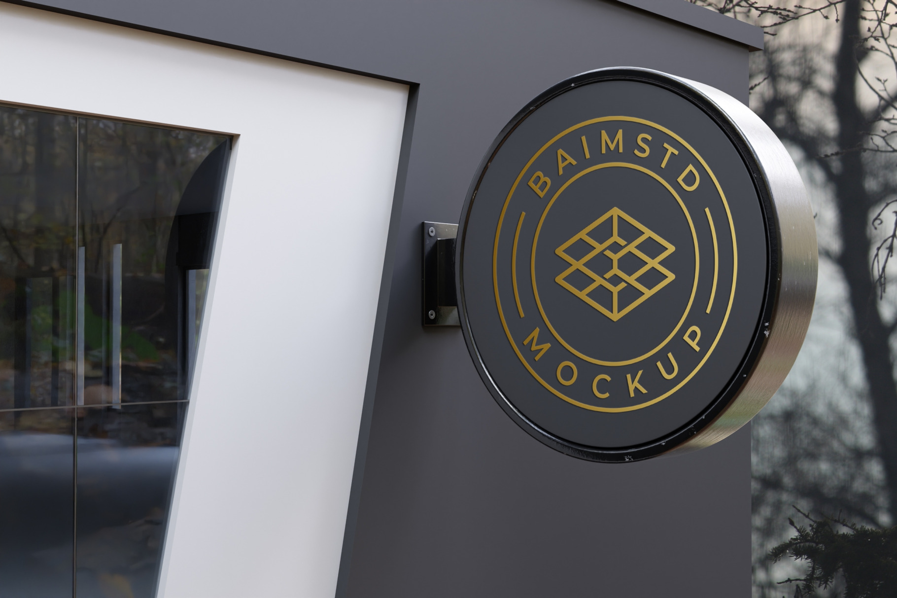 Rounded Sign Mockup, an Advertising Mockup by baim_std