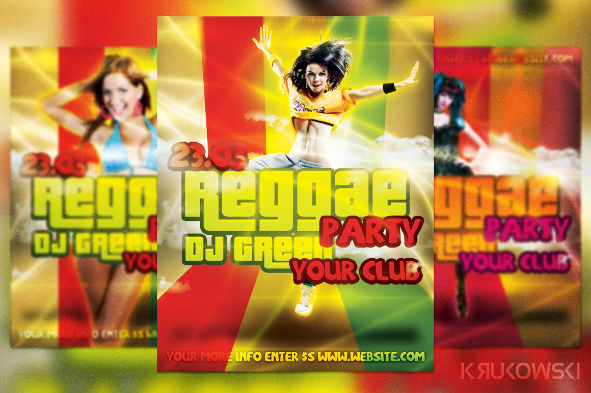 Reggae Party Flyer, a Flyer Template by Krukowski Graphics