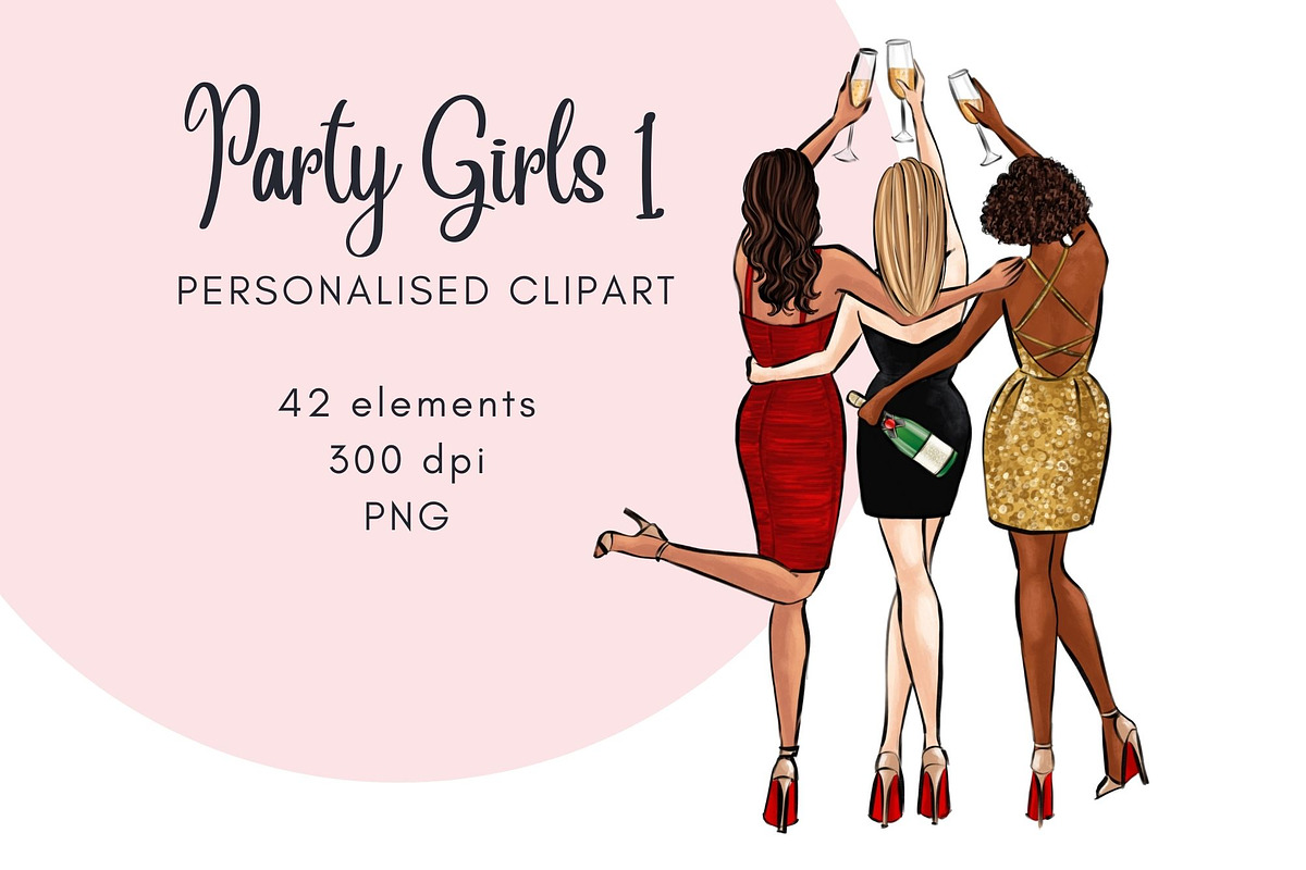 Party Girls 1 custom clipart, a Person Illustration by Parinaz Wadia Design