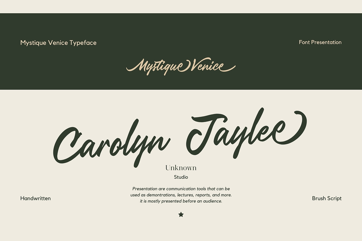 Mystique Venice Typeface, a Script Font by Get Studio | Creative Market