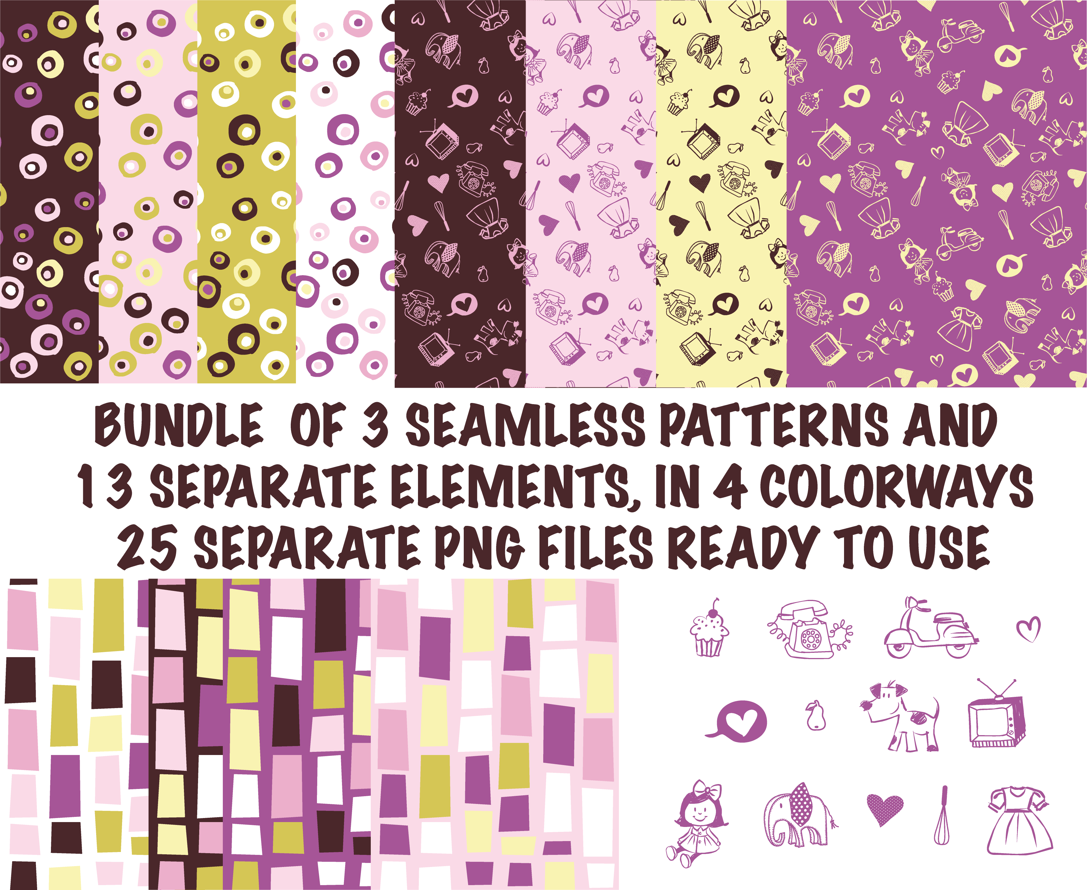 Fun whimsical kid patterns pack, a Pattern Graphic by LAVA Design Studio