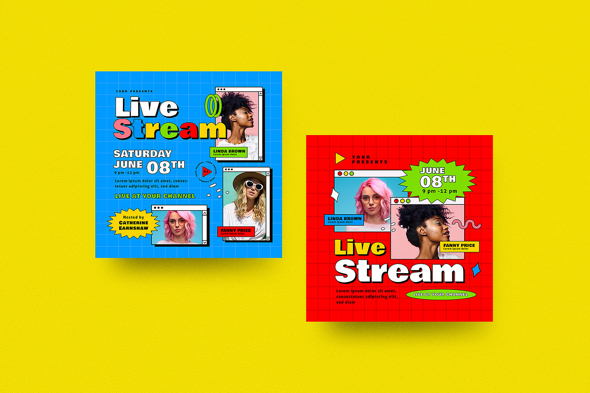 Live Stream Instagram Post & Story, a Social Media Template by Guuver