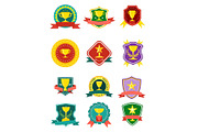 Gold champion cup isolated badge set, an Object Graphic by studioworkstock