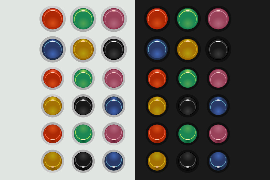 6 buttons in 3 position, a Templates & Theme by Beatriz Gascón