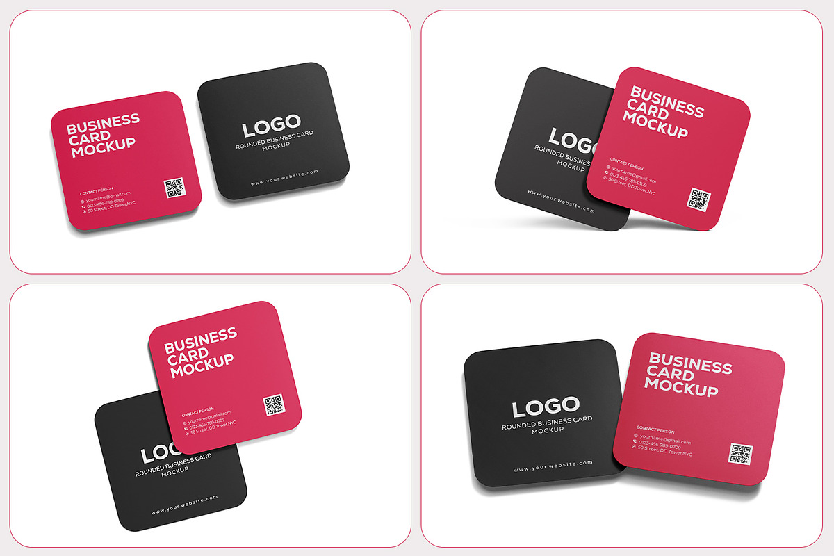 Rounded Square Name Card Mockup, an Advertising Mockup by RamStudio2