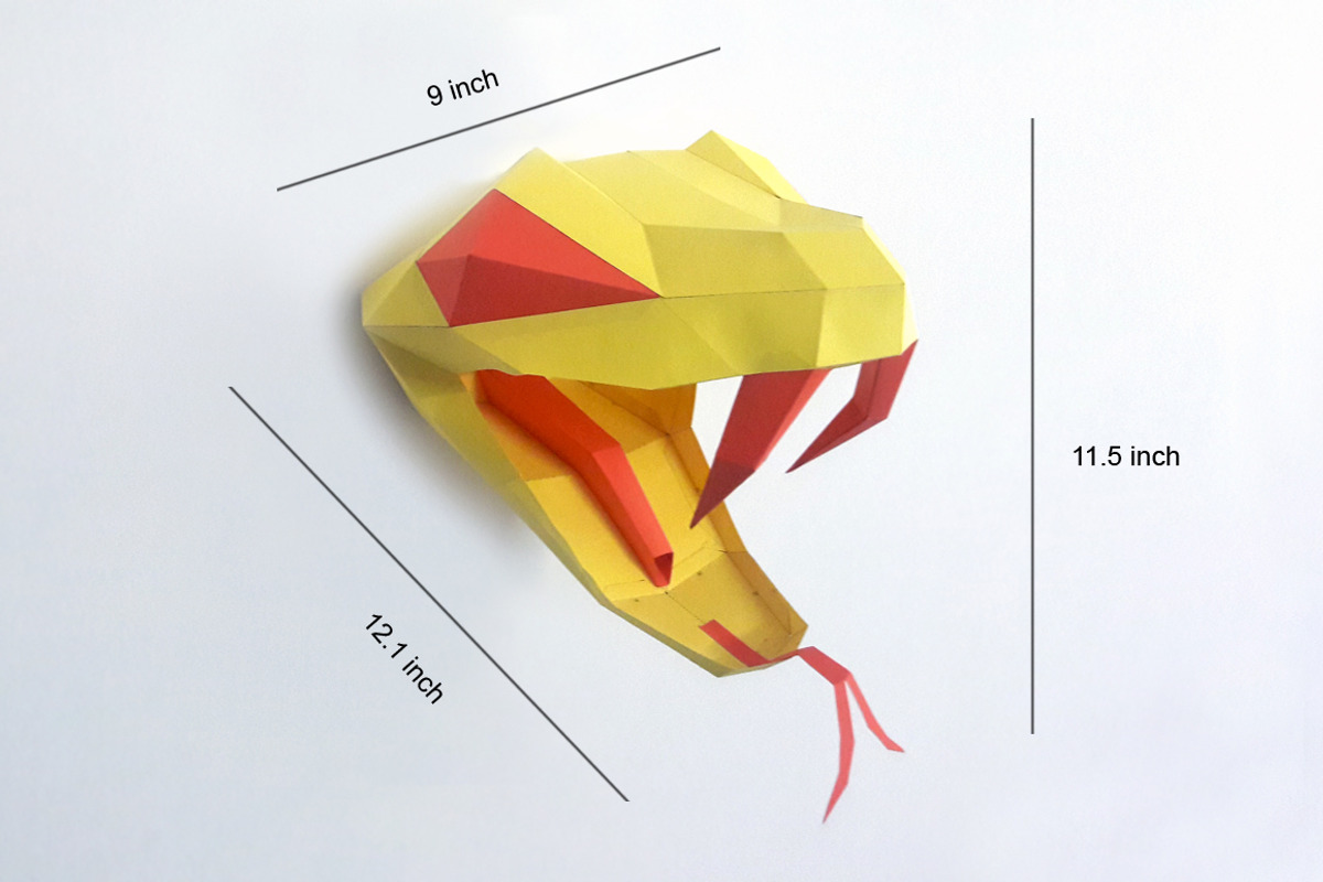 DIY Snake Head Trophy -3d papercraft, a Templates & Theme by PAPER amaze