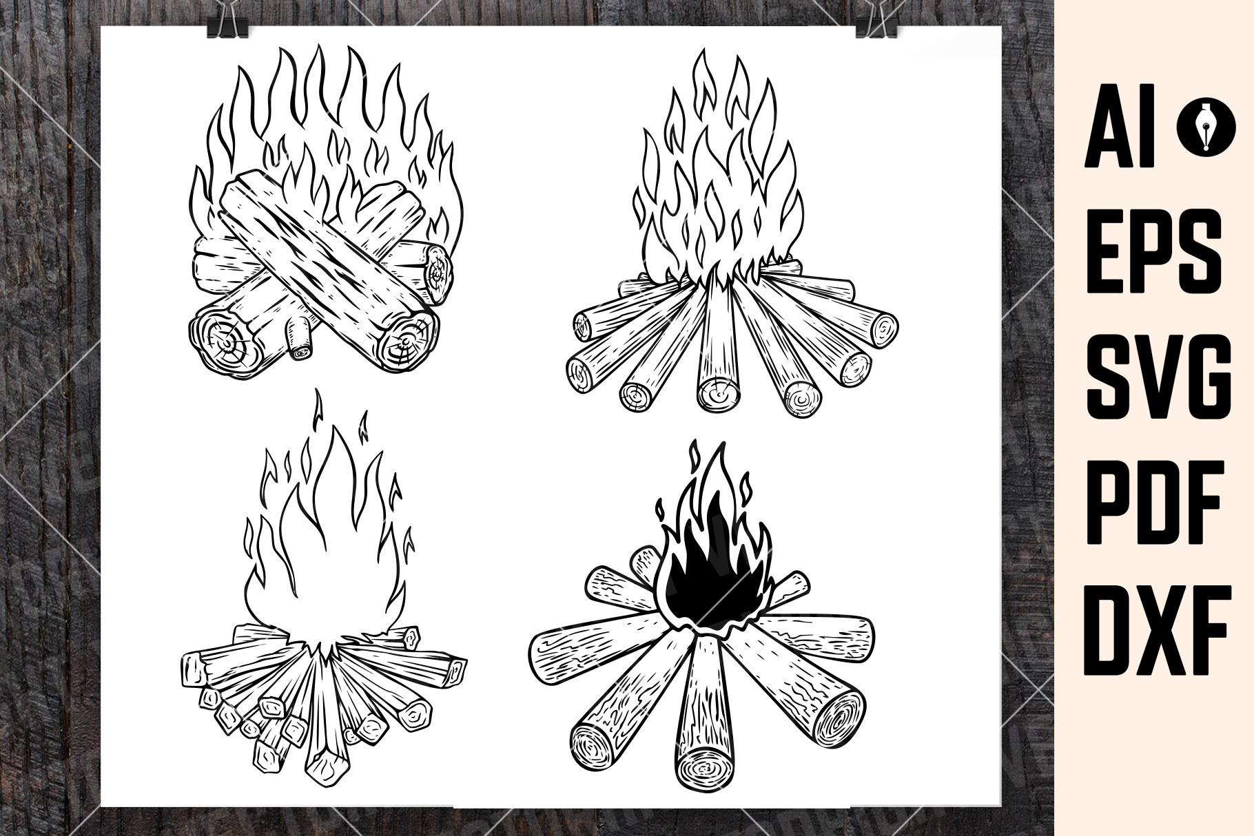 Campfire SVG, Campfire Shape Ai, Eps, an Illustration by Vectorhight ...