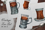 Hand-drawn Sketch of Vintage Tea Set, a Decorative Illustration by Art_Core