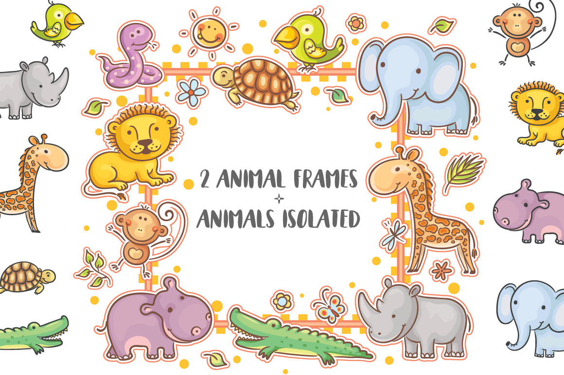Set of African animals and frames, an Animal Illustration by Bubert Art