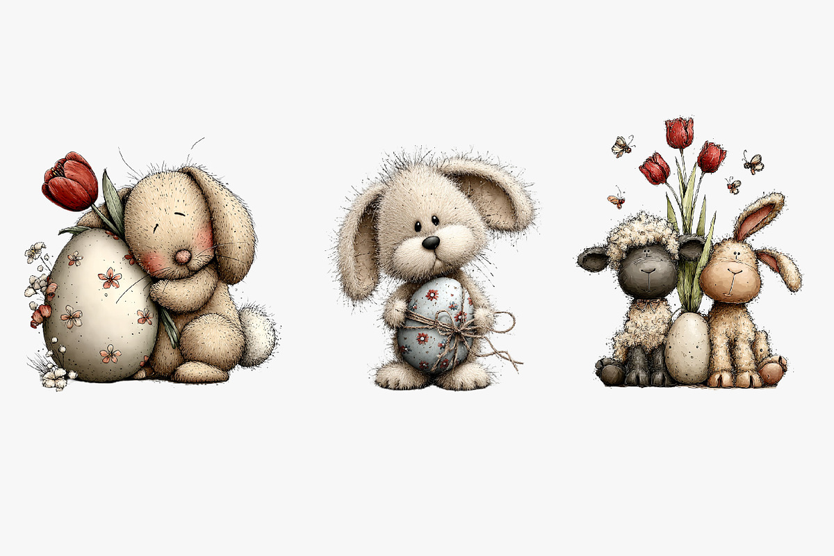 Easter Bunny Clipart Bundle, an Illustration by CreationArt