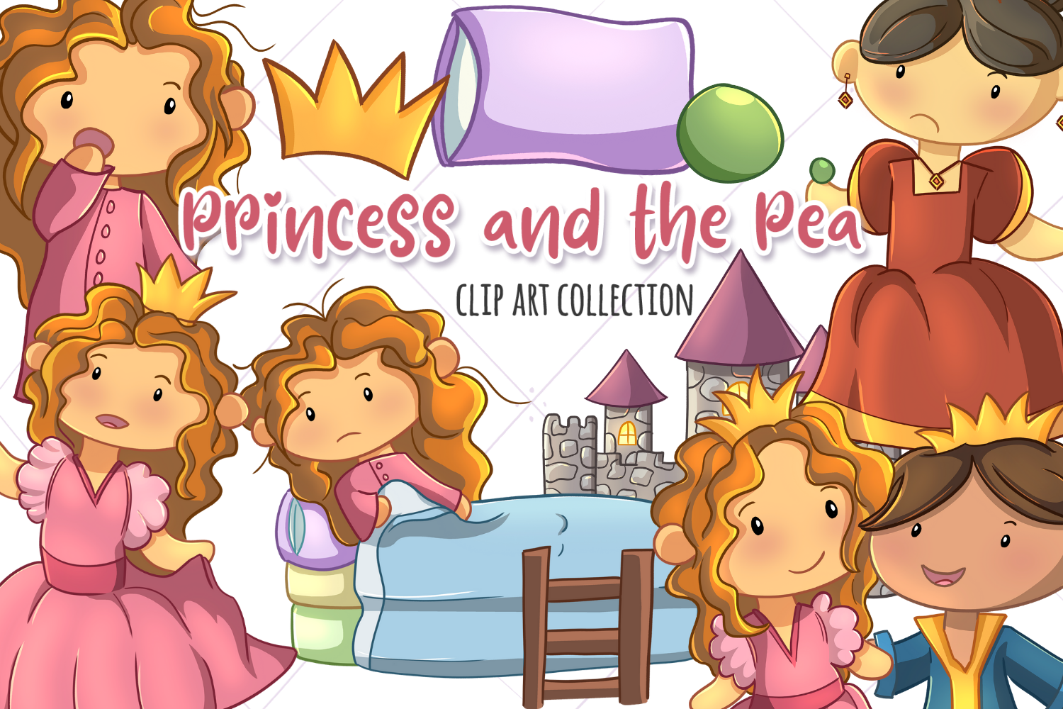 Princess and the Pea Clip Art, an Illustration by Keepin' It Kawaii