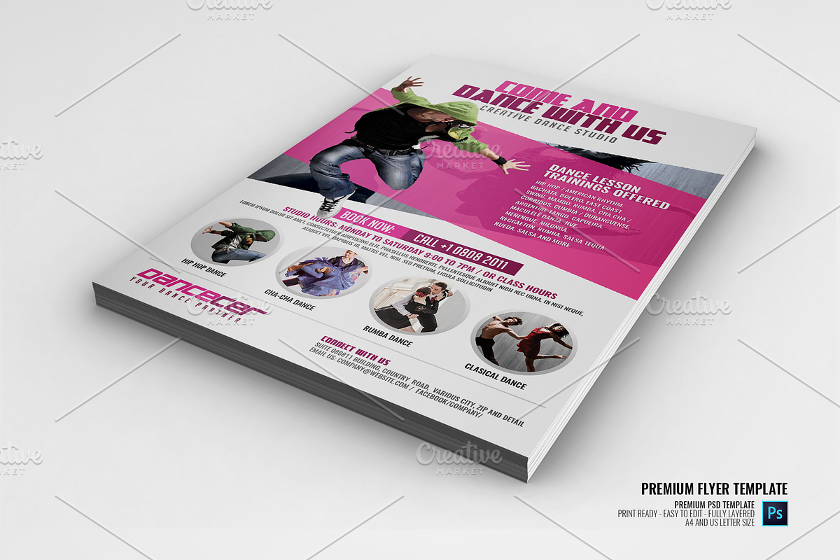 Dance Studio Promotion Flyer, a Flyer Template by PSDPixel
