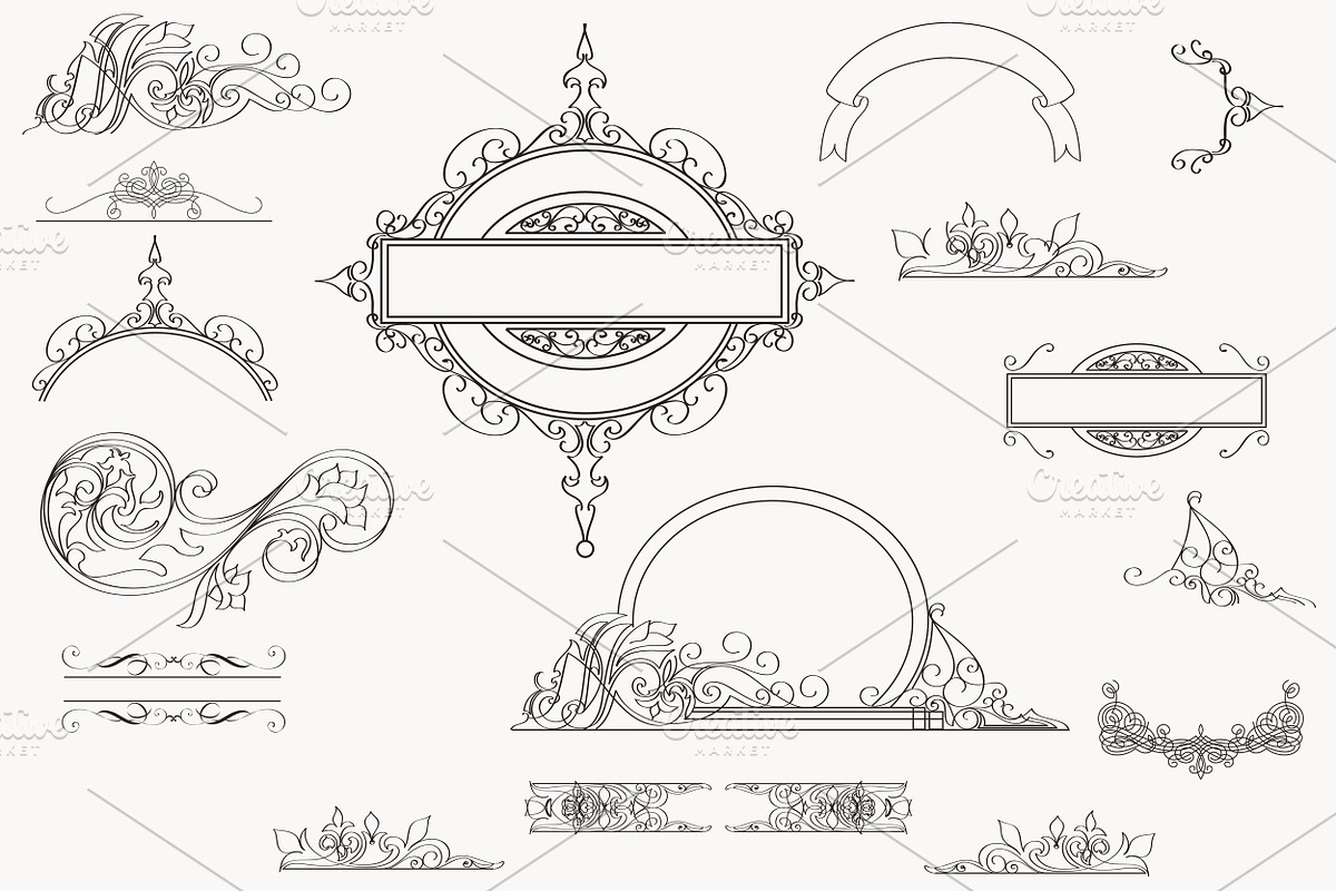 Vector heraldic shapes set, an Object Graphic by FleurArt