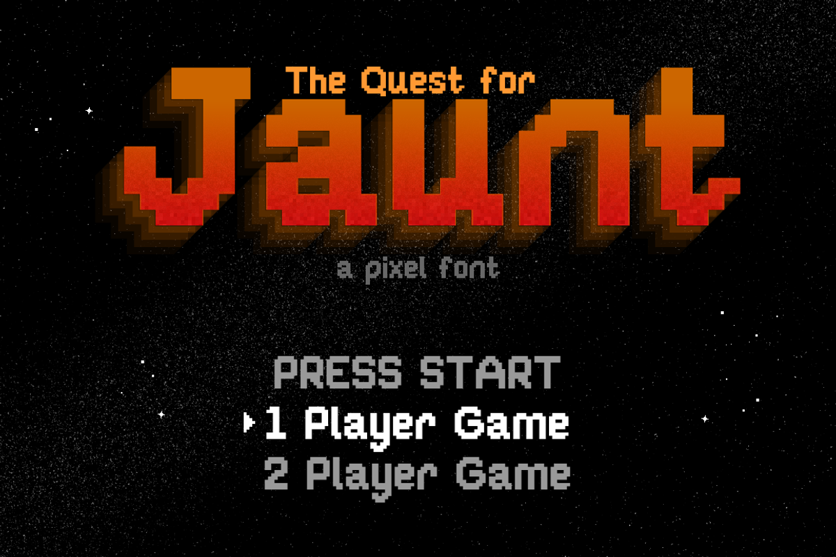 Jaunt: 8-bit pixel font, a Sans Serif Font by Saunter Studios