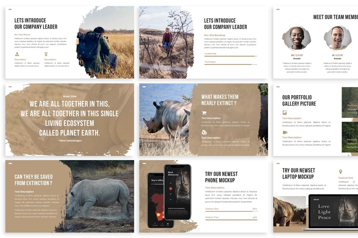 Rhino - Safari Powerpoint Template, a Presentation Template by SlideFactory