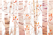 Watercolor Birch Trees Clipart, an Illustration by DigitalArtsi
