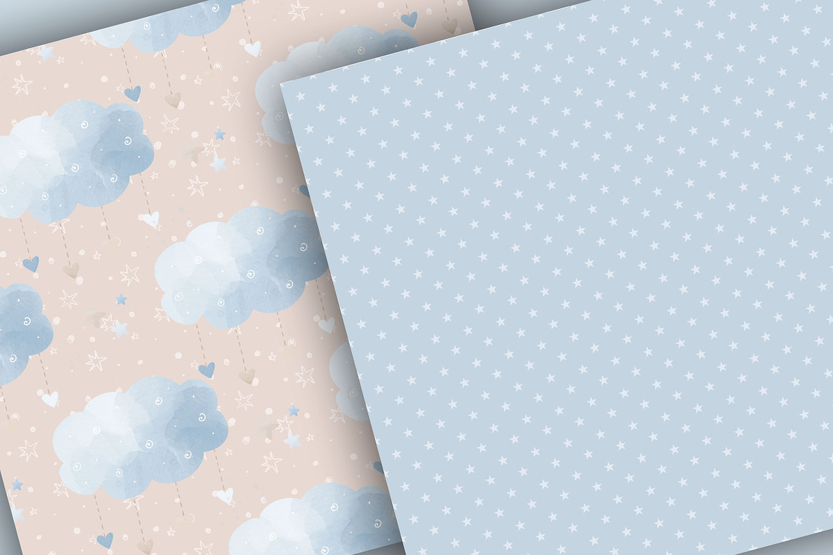 Baby boy nursery digital paper pack, a Pattern Graphic by designloverstudio
