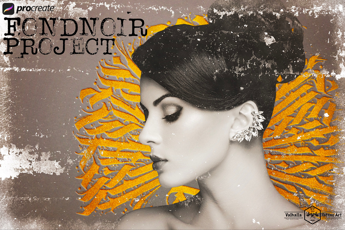 Procreate /Fond Noir,calligraphy art, a Brush Add-On by Studio.Valhalla