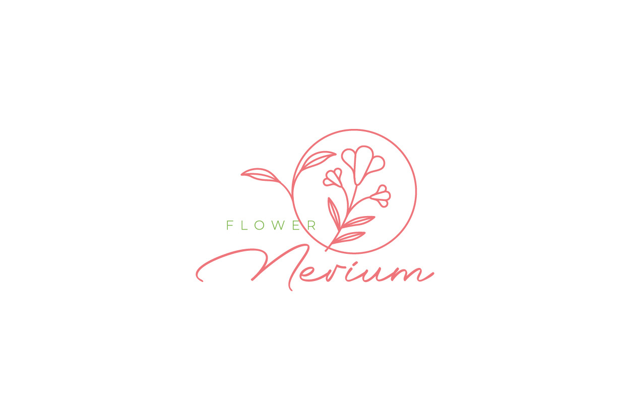 aesthetic art flower nerium logo | Creative Market