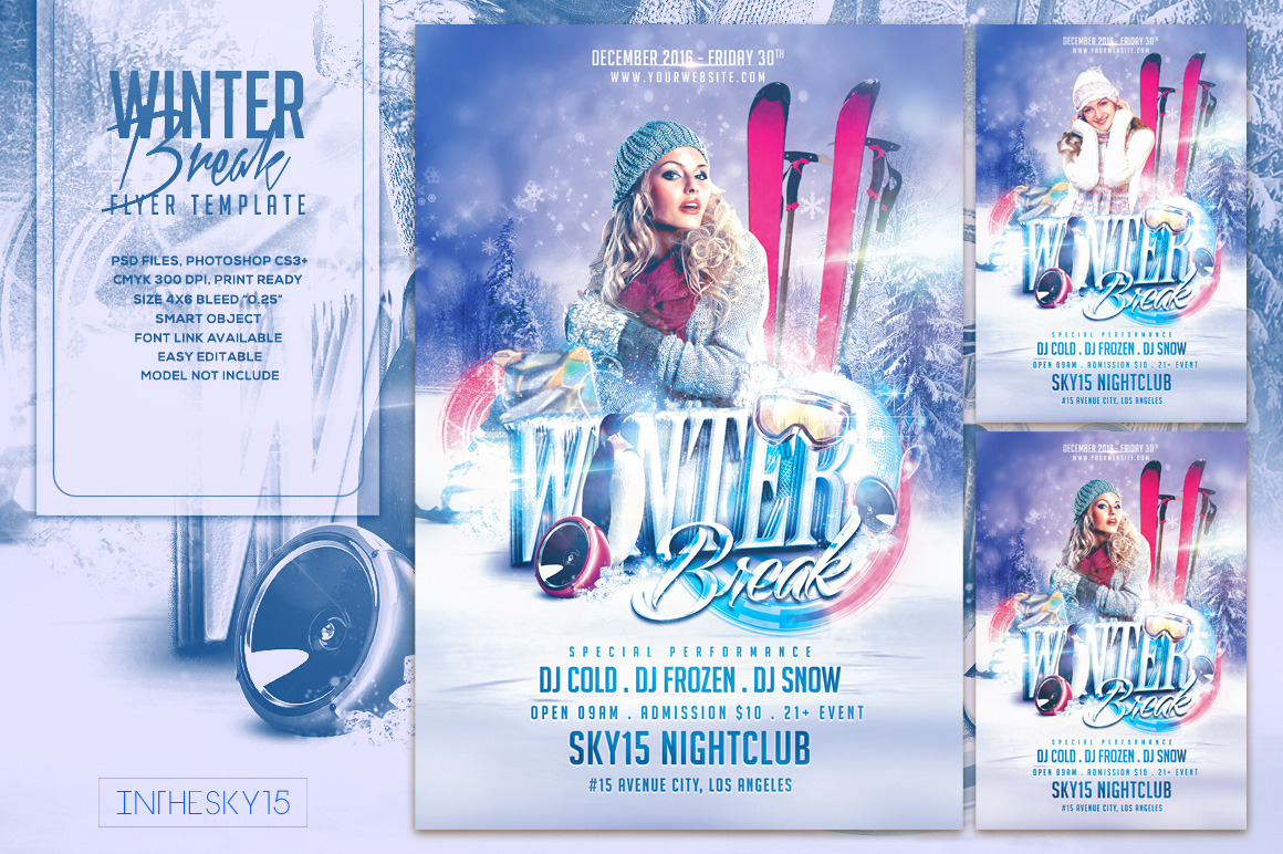 Winter Break Flyer Template, a Flyer Template by InTheSky15
