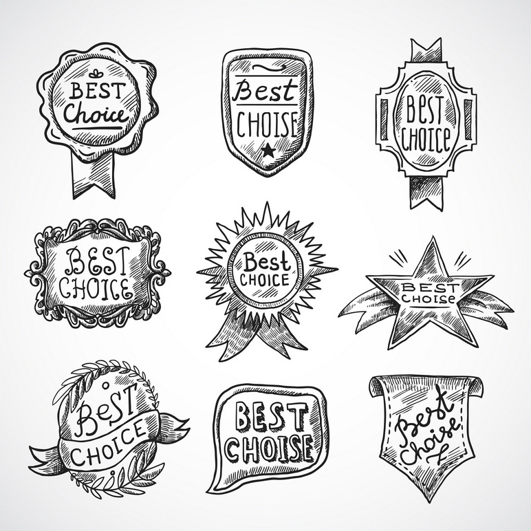 Best choice advertising sketch set, an Icon by Macrovector