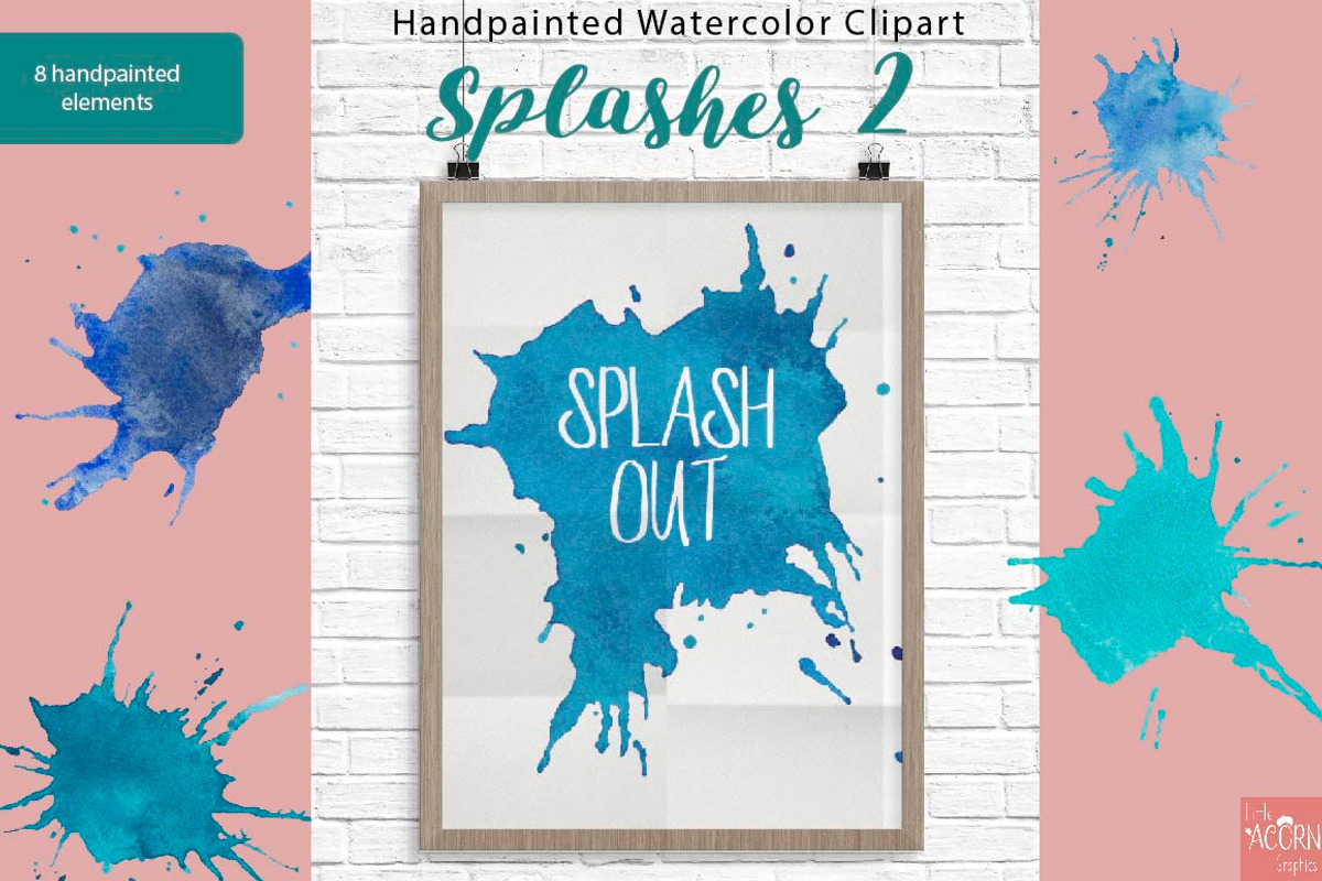 Watercolor Clipart Paint Splashes 2, an Illustration by LittleAcornGraphics