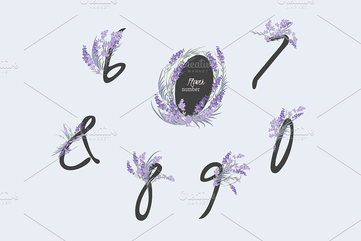 №220 Lavender Flower numbers, an Illustration by Rasveta