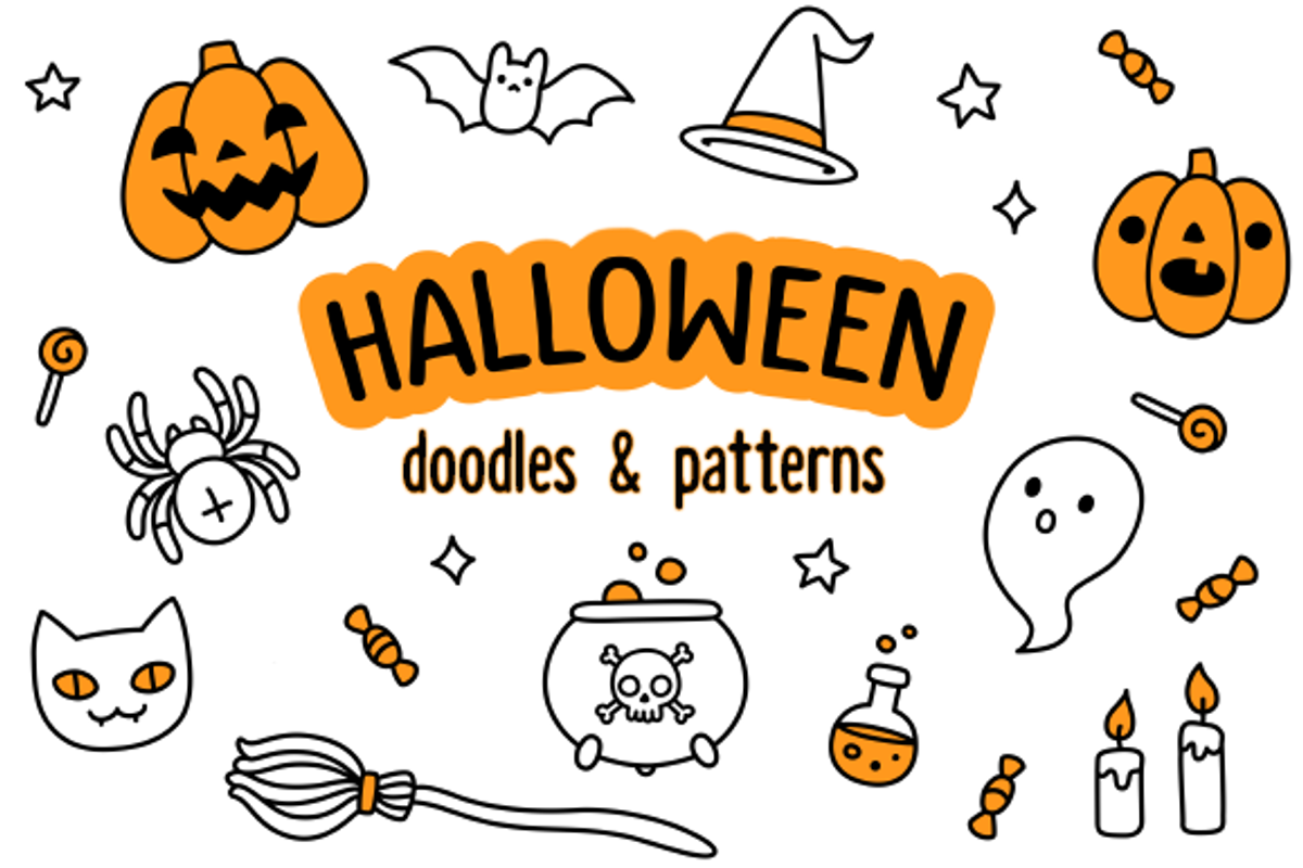 Halloween doodles and patterns, a Decorative Illustration by Irina Mir