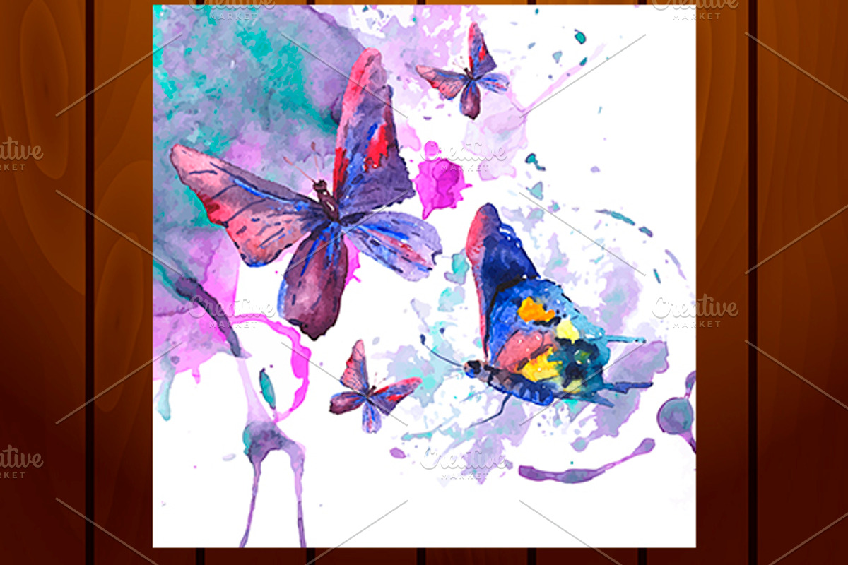 Beautiful watercolor butterfly, a Card Template by Depiano