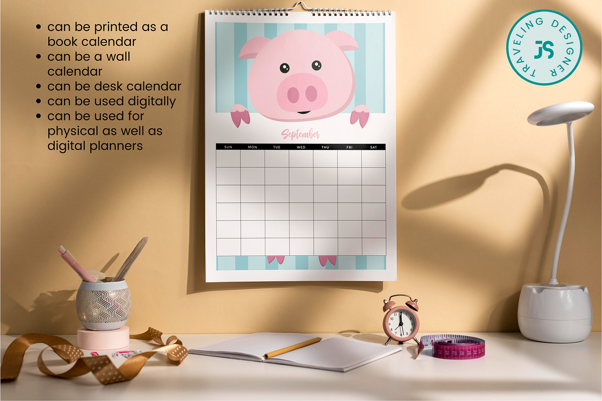 Cartoon Animal 12-month Calendar