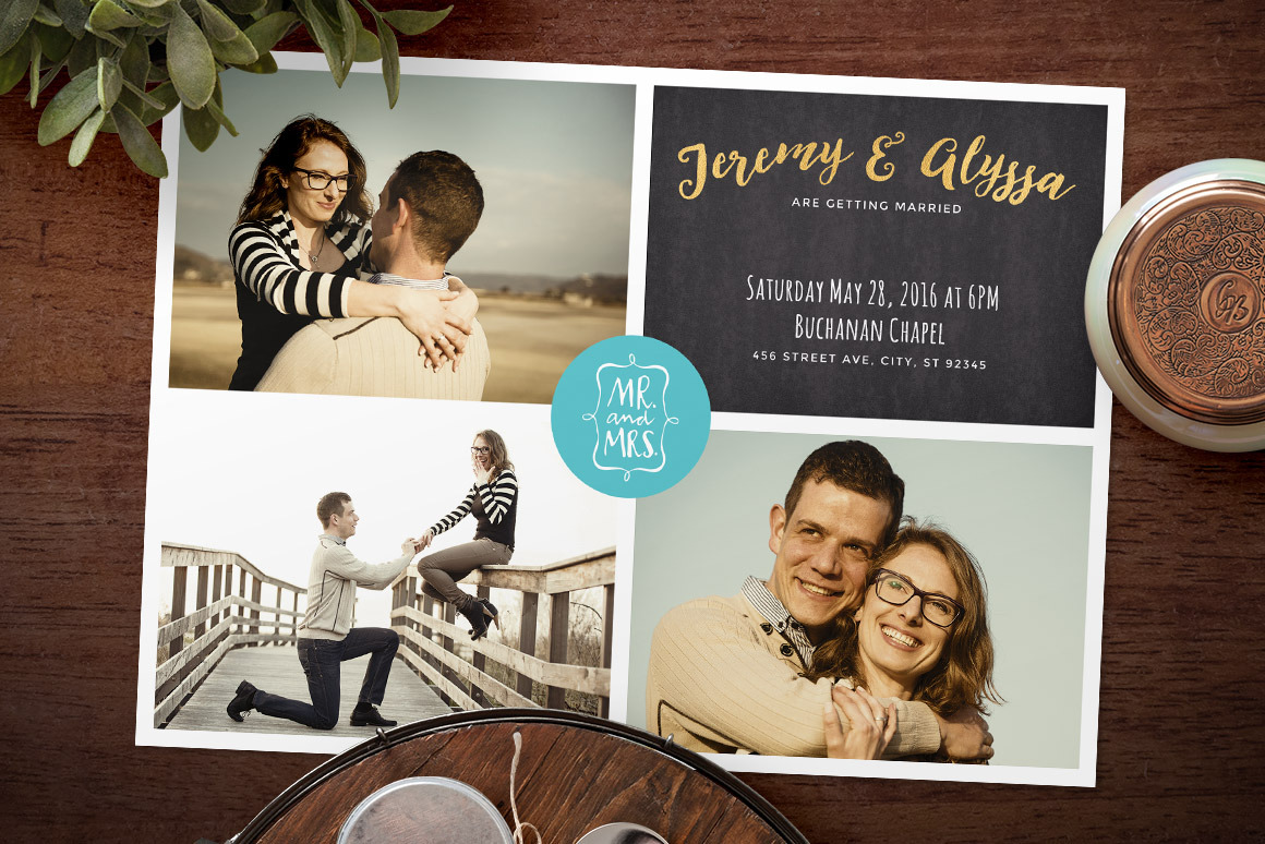 Photo Collage Wedding Invitation, an Invitation Template by ShutterSweets