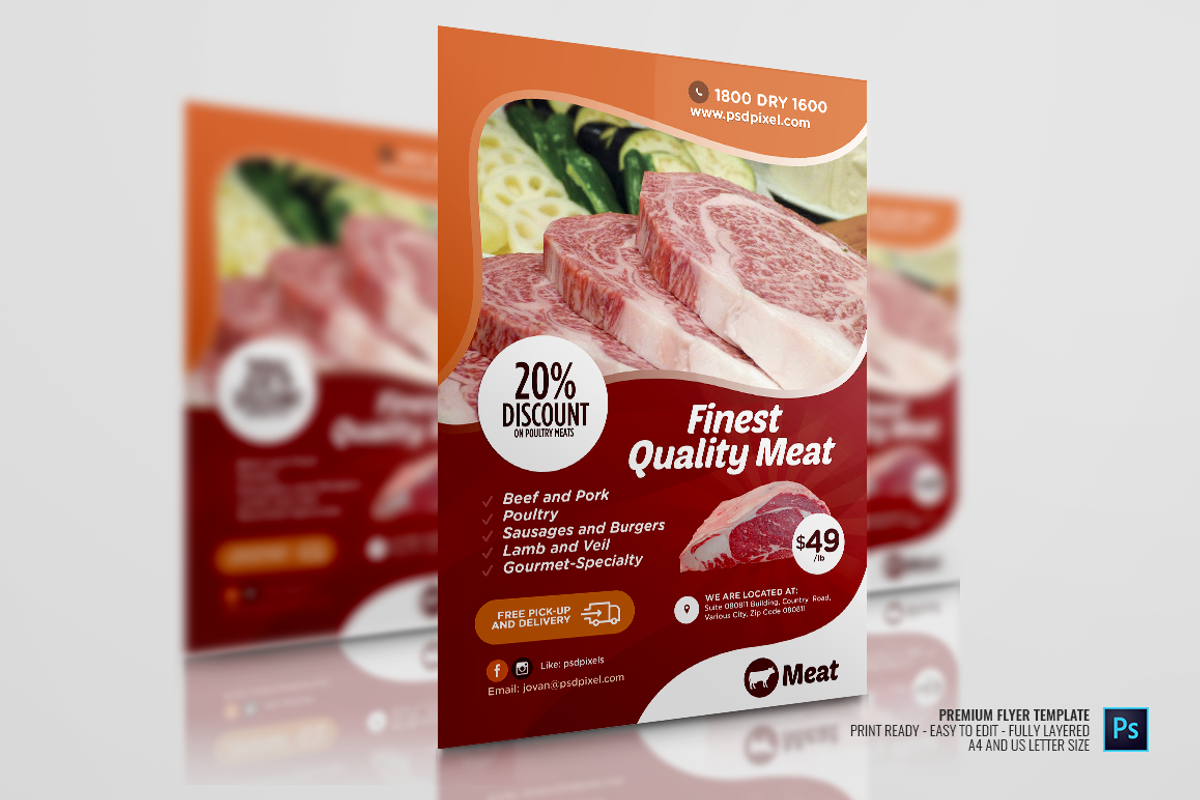 Butcher Flyer, a Flyer Template by PSDPixel